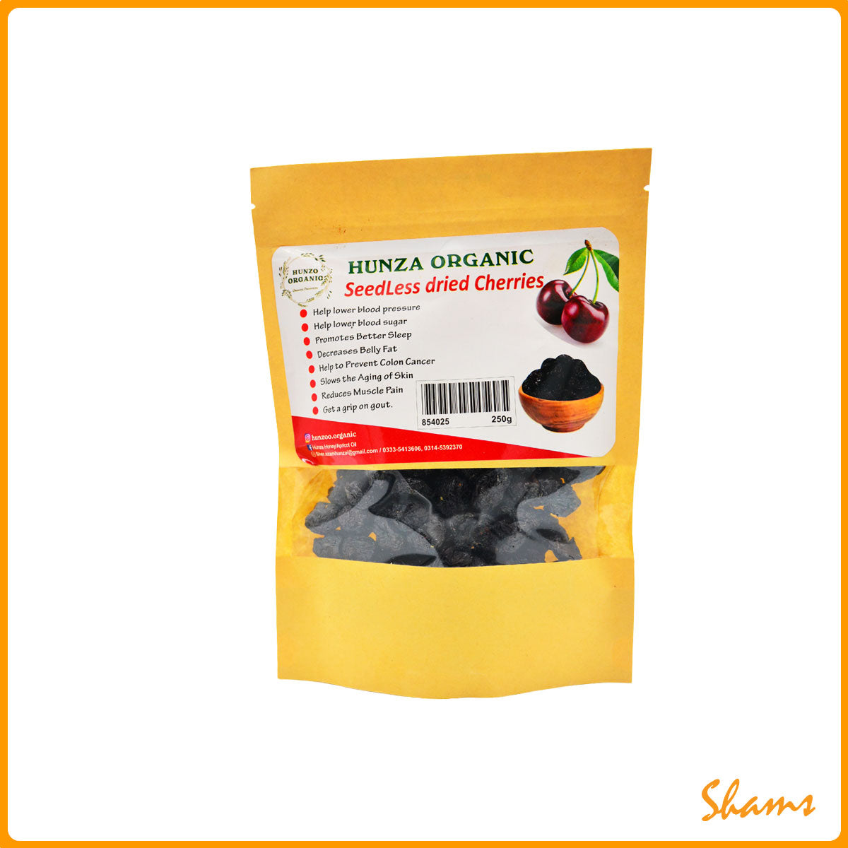 Hunza Organic Seedless Dried Cherries 250g – Shams Shopping Centre