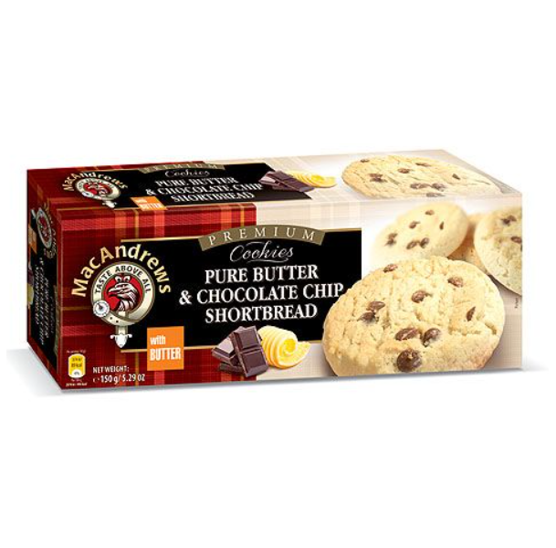 Mac Andrews Pure Butter & Chocolare Chip Shortbread Cookies 150g ...