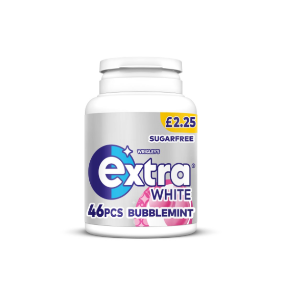 Wrigley's Extra White Bubblemint Sugarfree Chewing Gum Bottle 46p ...
